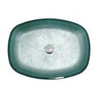 China Foil Silver Tempered Bath Wash Basins Glass Bowl Melon Shape Table Top Solid for sale
