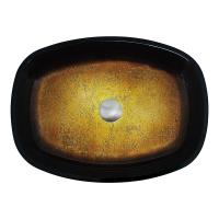 China Gradient Brown Tempered Bathroom Wash Basins Melon Shape Table Top Solid Glass Sinks for sale