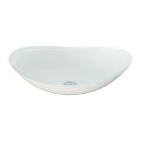 China Boat Shaped Tempered Glass Sink High Glossy White Wash Basin Scratch Resistant for sale