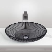China CUPC Ice Stripe Pattern Smooth Glass Vessel Basins For Home Decoration for sale