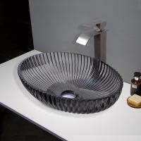 China CUPC Ice Stripe Pattern Smooth Glass Vessel Basins For Home Decoration for sale