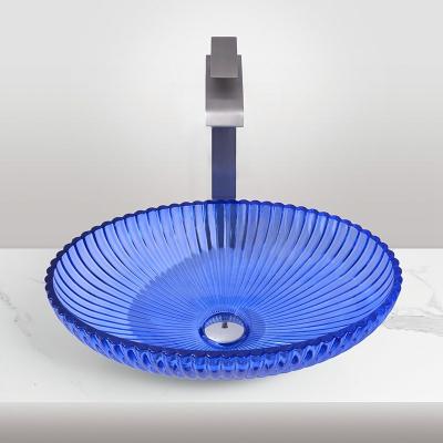 China Fashionable Glass Wash Basin With 1 Hole 12mm Thick Transparent Painted Colors Bathroom Sinks for sale