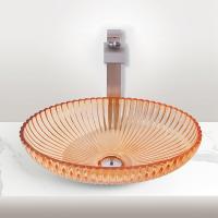 China Unique Transparent Painted Glass Vessel Basins 1.77 Inch Drain  Bathroom Sink for sale