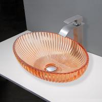 China Countertop Mounted Glass Vessel Basins Made Of Glass For Bathroom Sink 530mm for sale