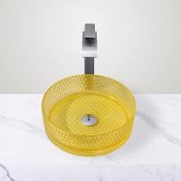 China Cylinder Glass Wash Basin Unit With Center Drain Location Countertop Sinks for sale