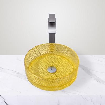 China Cylinder Glass Wash Basin Unit With Center Drain Location Countertop Sinks for sale