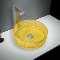 China Cylinder Glass Wash Basin Unit With Center Drain Location Countertop Sinks for sale