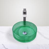 China Transparent Green Wall Mounted Glass Bowl Basin Bathroom Wash Basins for sale