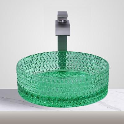 China Modern 1 Hole Glass Wash Basin With Mounting Hardware Bathroom Sink Vessel for sale