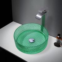 China Modern 1 Hole Glass Wash Basin With Mounting Hardware Bathroom Sink Vessel for sale