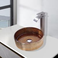 China Smooth Glass Wash Basin With Mounting Hardware Countertop Sink Round Shape for sale