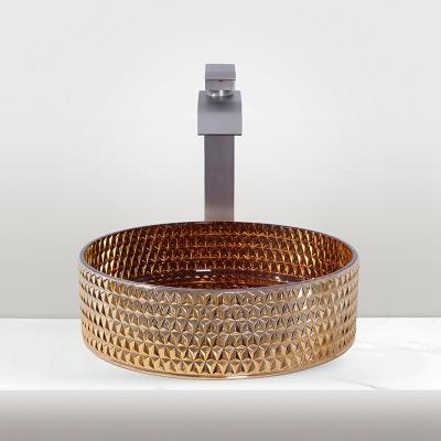 China Smooth Glass Wash Basin With Mounting Hardware Countertop Sink Round Shape for sale