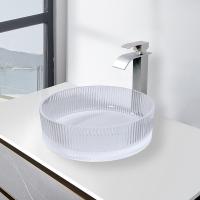 China No Overflow Countertop Mounted Glass Wash Basin In Acid Matt Bottom for sale
