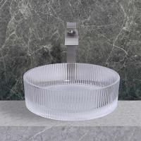 China No Overflow Countertop Mounted Glass Wash Basin In Acid Matt Bottom for sale