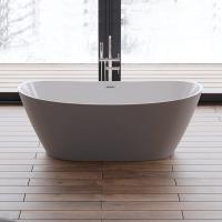 China Matt Gray Free Standing Bathtub Acrylic Oval Shape Soaking Bath 1700*800mm for sale