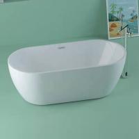 China Durable Acrylic Free Standing Oval Bathtub With Center Drain Placement Soaking Bath for sale