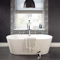 China Oval Shape Fresh Pure Acrylic Sheet Free Standing Bathtub With Center Drain Placement for sale