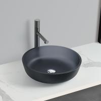 China 420*420*110mm Round Wash Basin With Pop Up Waste Tempered Glass Sink No Overflow for sale