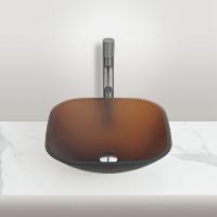 China 1 Hole Glass Bathroom Wash Basin With Mirror Included Countertop Mounted Sinks for sale
