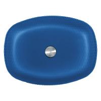 China Melon Shape Scratch Resistant Bathroom Sink With 1.75 Inch Drain Hole Acid Matt Blue for sale