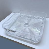 China Square Shape 1 Hole Glass Vessel Basins 12mm Thickness With Pop Up Drain for sale
