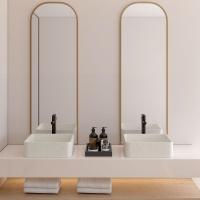 China Square Shape Concrete Wash Basin With Center Drain Location In Functional Design for sale