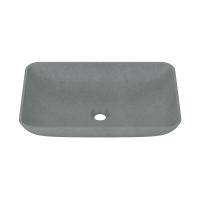 China Medium Size Mottled Bluish Grey Concrete Wash Basin With Center Drain Location for sale