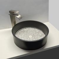 China 400*400*120mm Black Edge Glass Wash Basin With Drain Size 1.77 Inch for sale