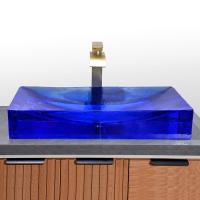China Tap Hole Free Glass Vessel Basins With Glazed Material CUPC Certificate for sale