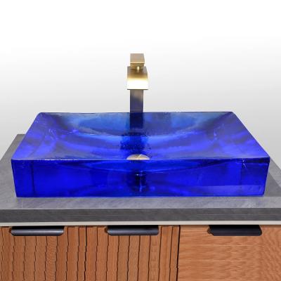 China Glazed Rectangular Bathroom Wash Basins Countertop Mounted for sale