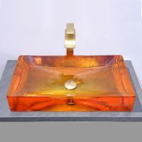 China No Overflow Bathroom Wash Basins With Pop Up Waste Included Glazed Glass Sink for sale