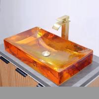 China No Overflow Bathroom Wash Basins With Pop Up Waste Included Glazed Glass Sink for sale