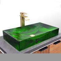 China Stunning Glazed Glass Basin Sink 1 Hole Design For Stylish Bathrooms for sale