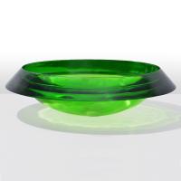 China Semi - Embedded Oval Glazed Glass Vessel Basins Green Glass Bowl Sink for sale