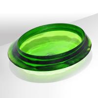 China Modern Style Bathroom Wash Basins Semi Embedded Oval Shape Glazed Glass Sinks for sale