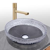 China Round Glass Vessel Basins With Black Bottom For Above Counter Installation for sale