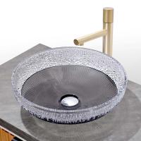 China 1 Hole Glass Vessel Basins With Optional Pop Up Drain Included Glass Sink for sale