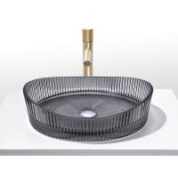 China Crystal Glass Wash Basin Transparent Black Color Bathroom Countertop Sink for sale