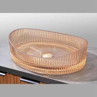 China 500*370*140mm Size Glass Lavatory Wash Basin Crystal Glass Sink Bowl for sale
