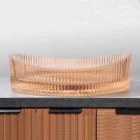 China Amber Color 500*370*140mm Glass Wash Basin No Overflow For Space Saving Solution for sale