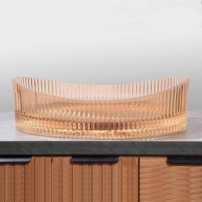 China Amber Color 500*370*140mm Glass Wash Basin No Overflow For Space Saving Solution for sale