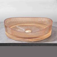 China Amber Color 500*370*140mm Glass Wash Basin No Overflow For Space Saving Solution for sale