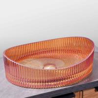 China Countertop Mounted Glass Sink Basin 500*370*140mm For Modern Bathroom for sale