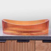 China Wall Mounted Crystal Glass Wash Basinin Red Wine Color 500*370*140mm Size for sale
