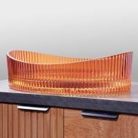 China Wall Mounted Crystal Glass Wash Basinin Red Wine Color 500*370*140mm Size for sale