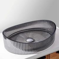 China Smooth Finish Glass Wash Basin With Center Drain Location For Public Restrooms for sale