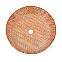 China Diamond Round Wash Hand Basin Amber Color Glass Bowl Bathroom Sink for sale