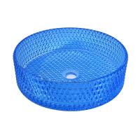 China Round 120mm Bathroom Wash Basin Glass Type Blue Colour Crystal Diamond for sale