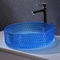 China Round 120mm Bathroom Wash Basin Glass Type Blue Colour Crystal Diamond for sale