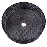 China Diamond Shape Crystal Wash Basin 22 Inch Transparent Black Round Countertop Sink for sale